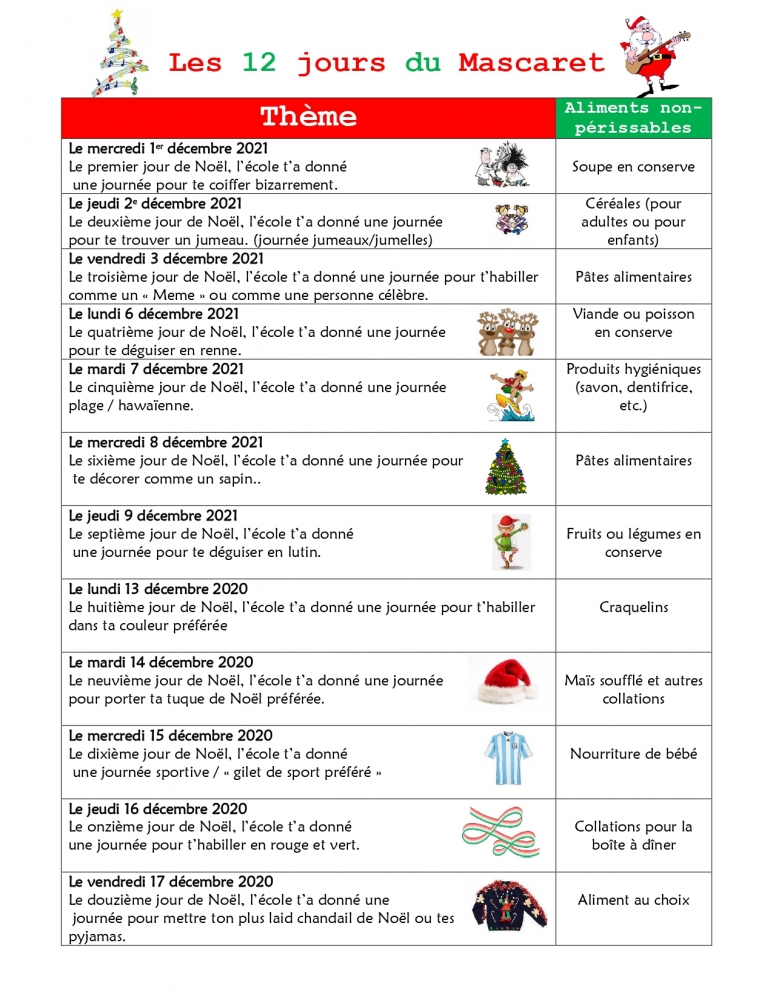 L'école Le Mascaret lance sa programmation 2021 des 12 jours de Noël ...